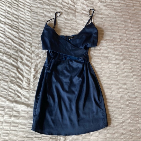 Blue Blush | Dresses | Satin Cross Front Blue Mini Dress | Poshmark